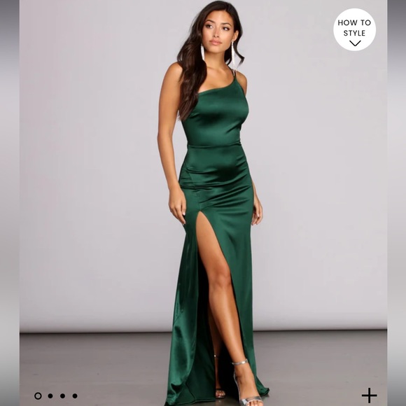 Windsor | Dresses | Rhiannon Oneshoulder Satin Long Dress | Poshmark